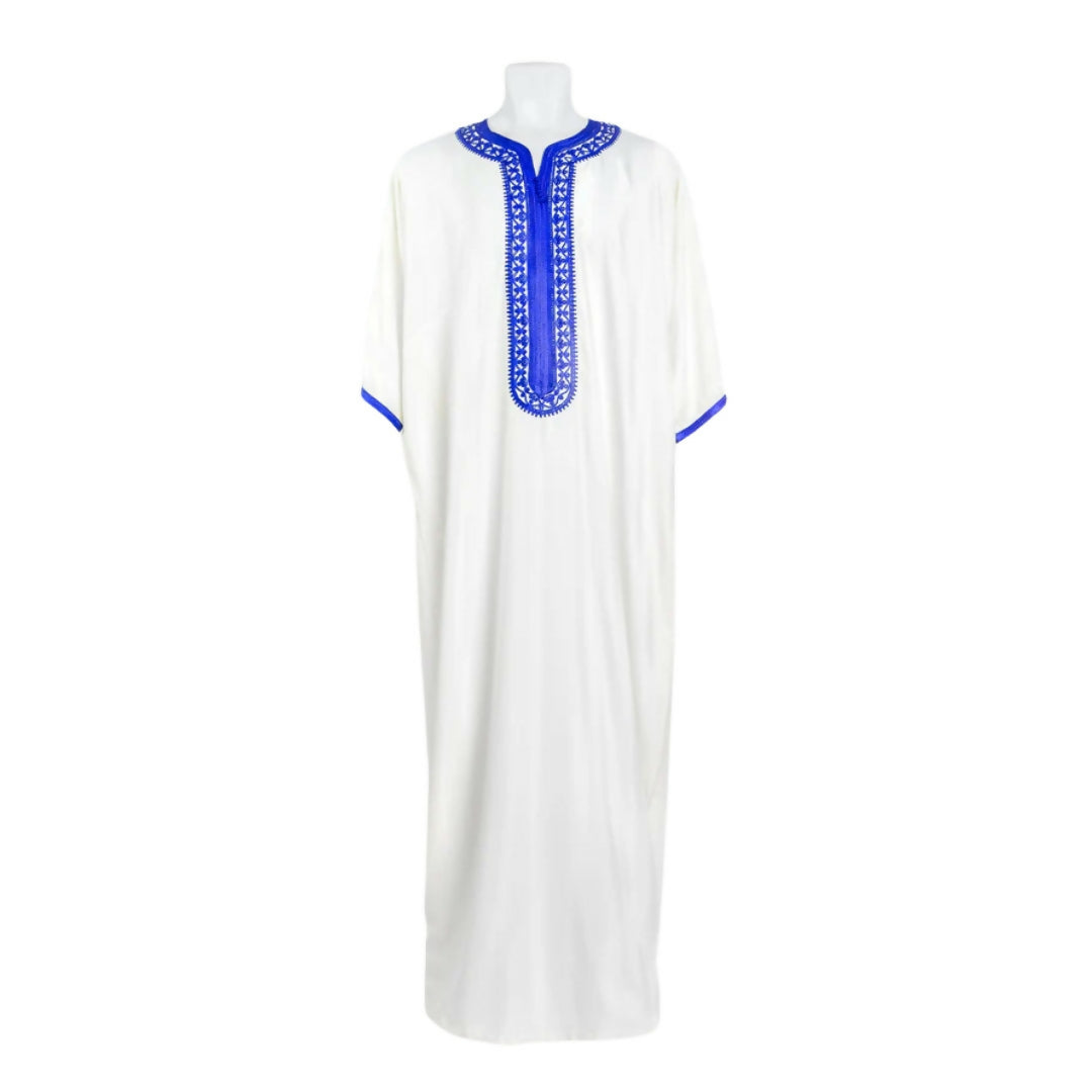 White and blue Moroccan Gandoura Jellaba for men – MyTindy