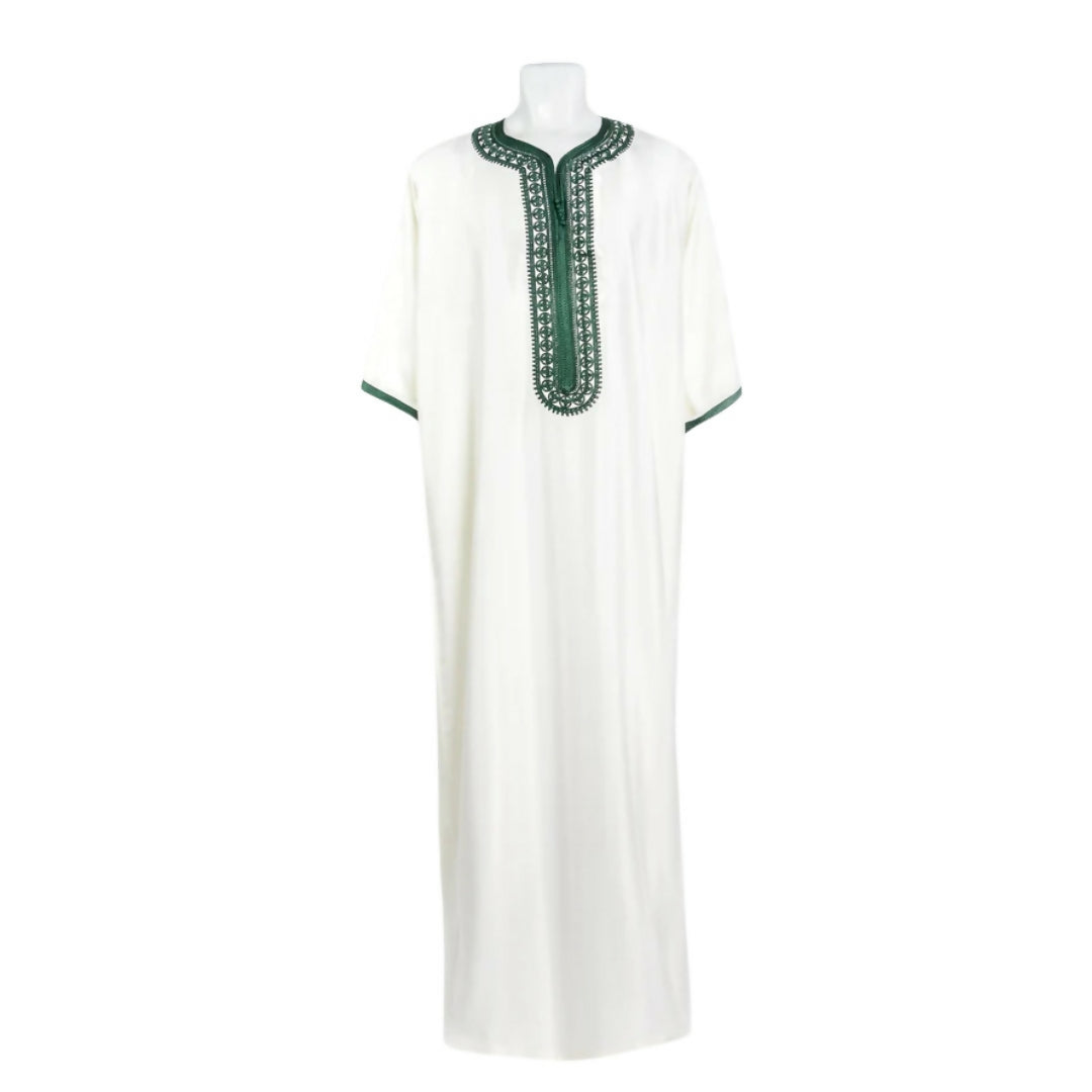 White and green Moroccan Gandoura Jellaba for men – MyTindy