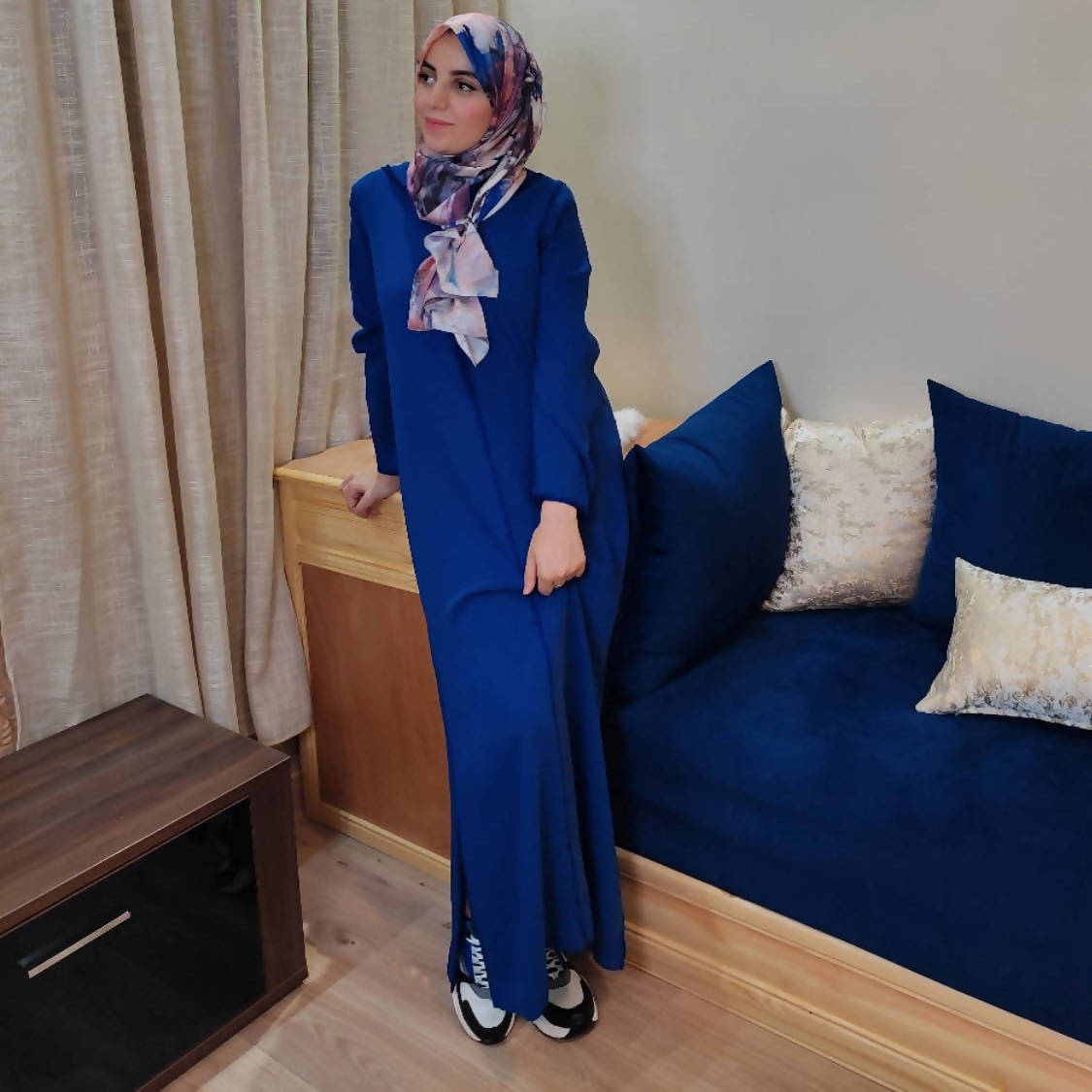 Blue Moroccan Djellaba in Crepe Fabric – MyTindy