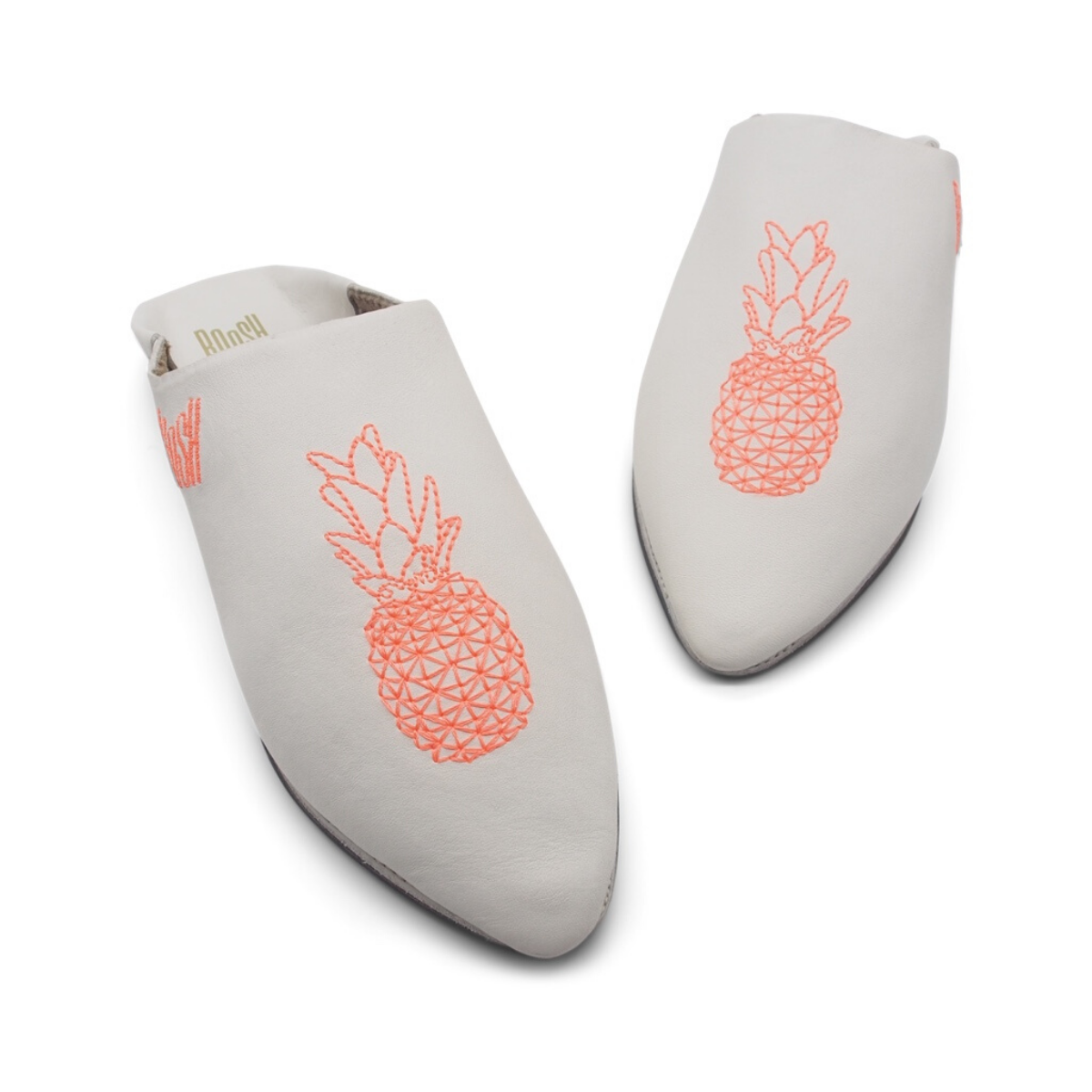 PINEAPPLE WHITE Leather Moroccan Slippers – MyTindy