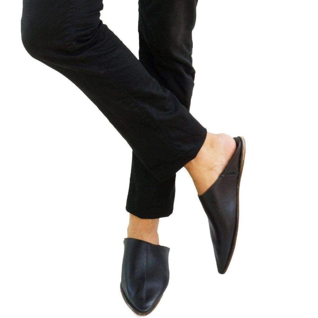 Men's Moroccan Slipper in Black Leather | myTindy – MyTindy